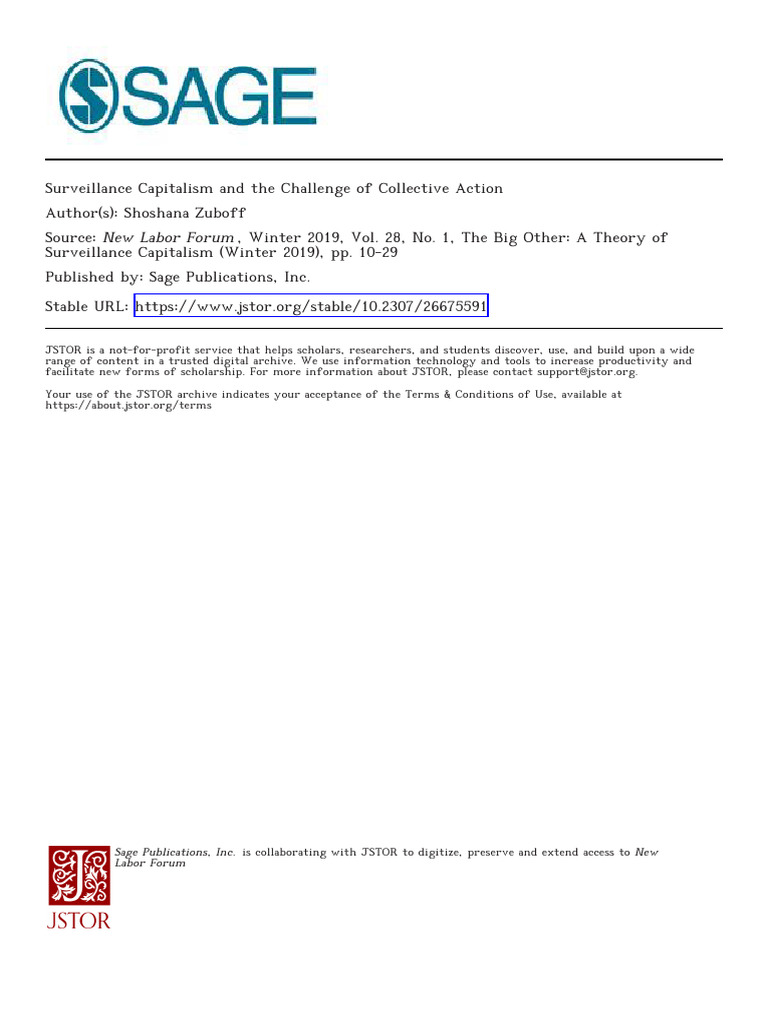 Zuboff, Shoshana. 2019. "Surveillance Capitalism and The Challenge of ...
