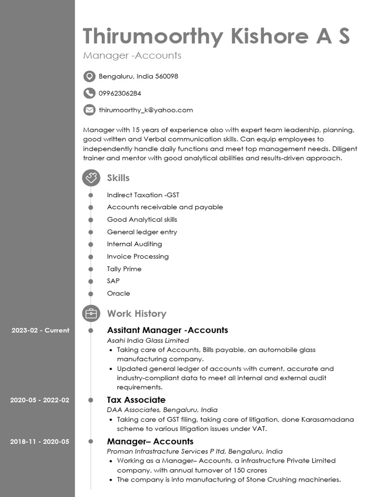 Experienced Accounts Manager Resume | PDF | Business | Taxes