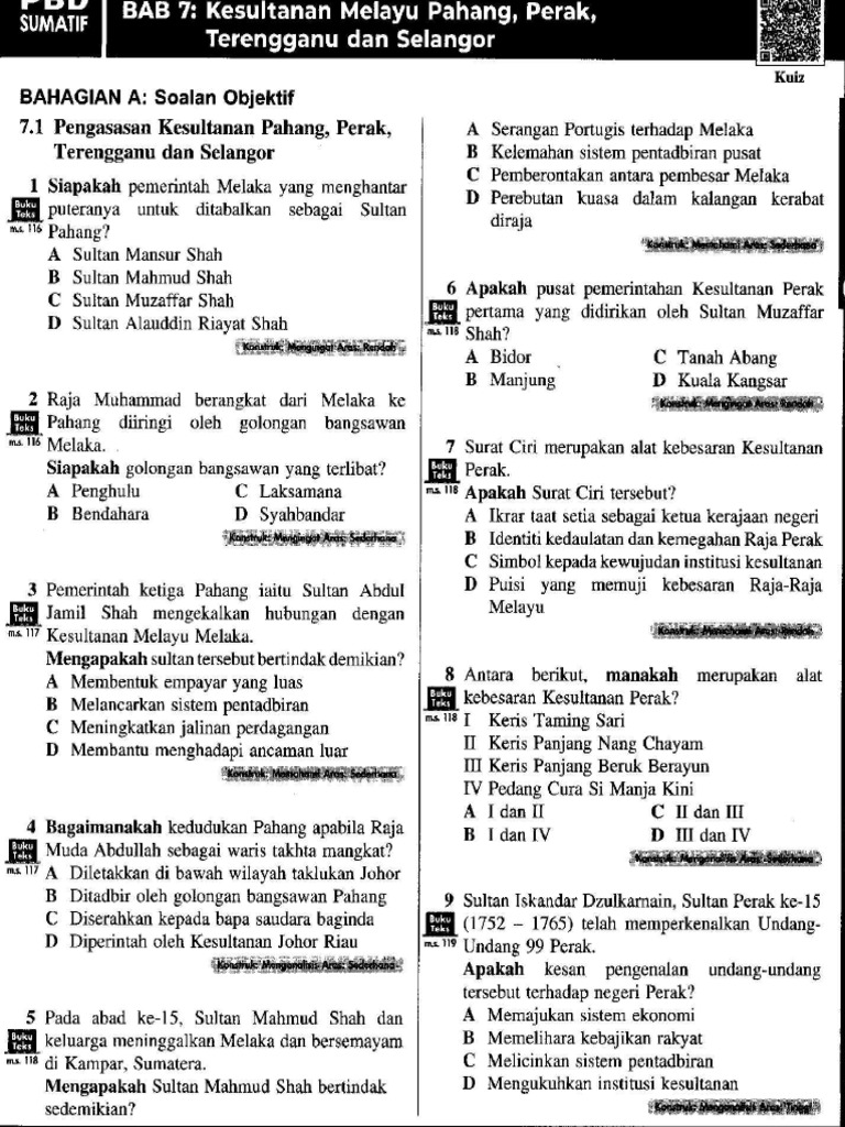 Latihan Sejarah Bab 7 Tingkatan 2 | PDF
