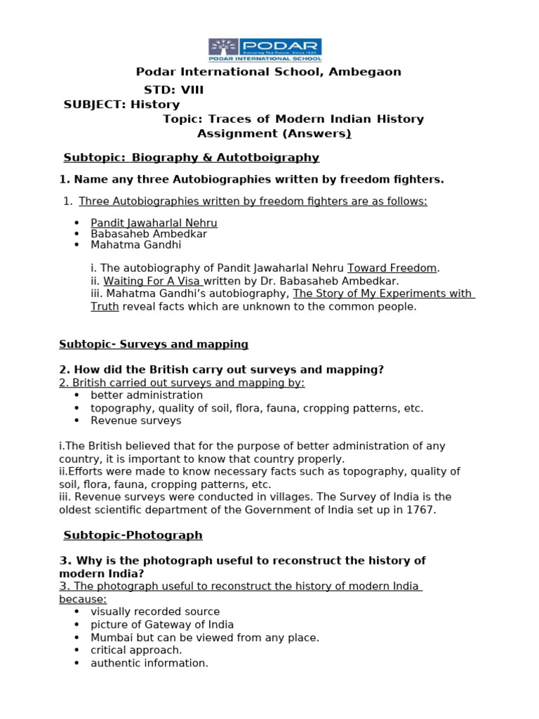1718272590695.VIII - Assignment - Hist - AS - Traces of Modern Indian ...