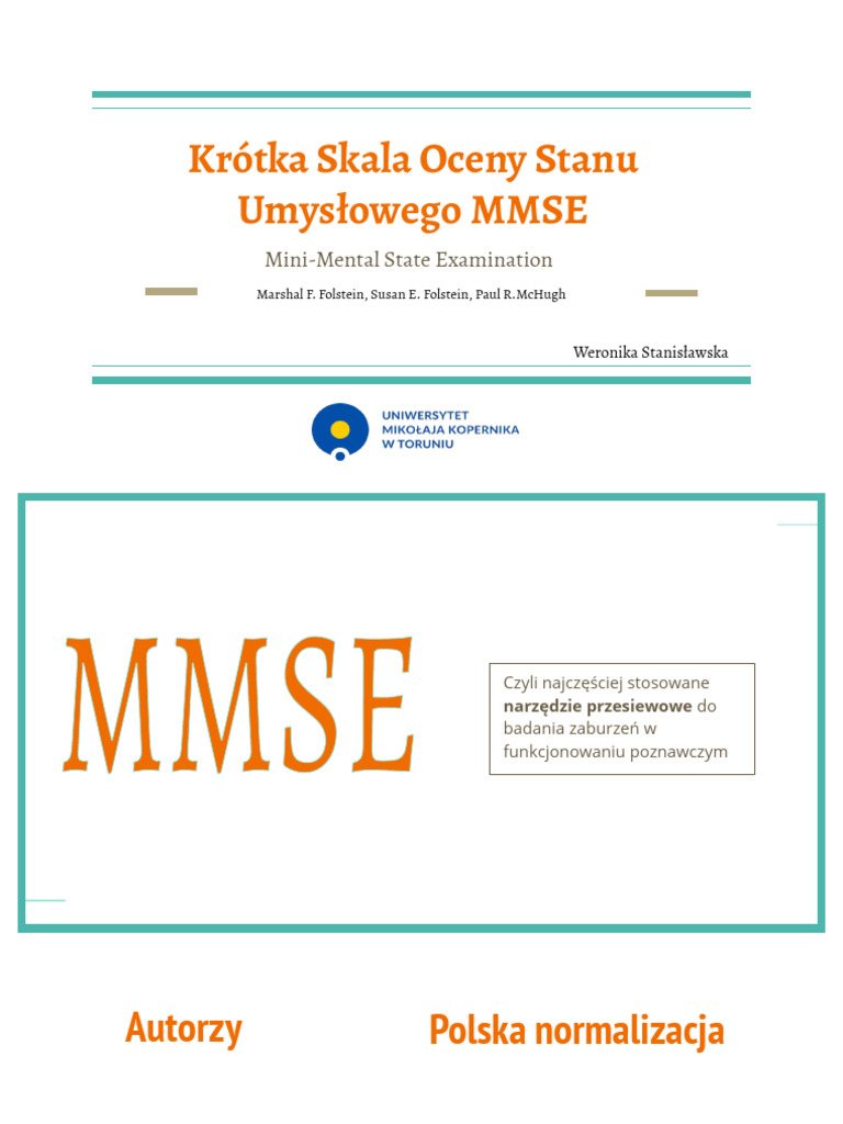 Krótka Skala Oceny Stanu Umysłowego MMSE | PDF