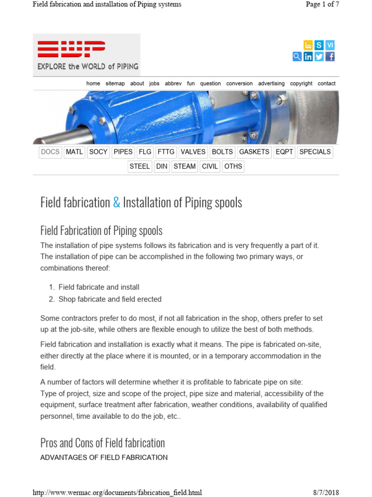 Site Pipe Fabricating | PDF | Pipe (Fluid Conveyance) | Welding
