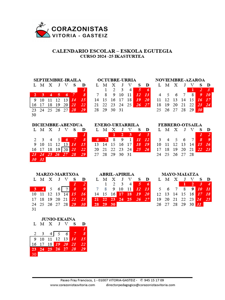 00 Calendario Escolar 2024 2025 | PDF | Observancias | Fiestas cristianas y días santos