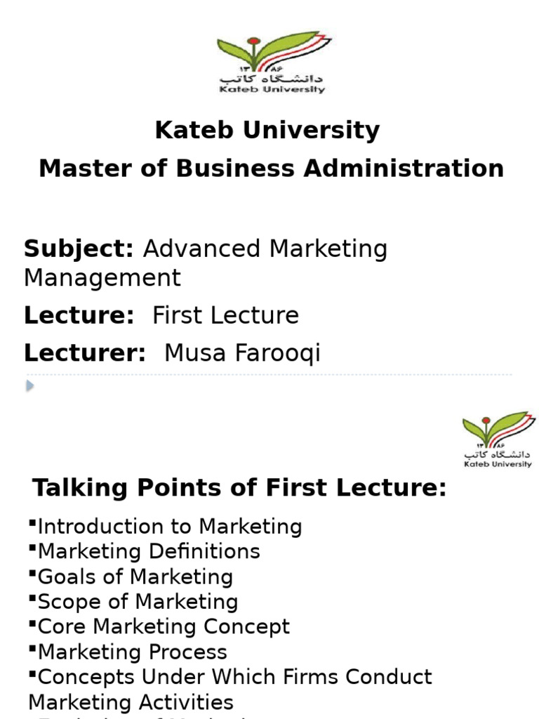 Advanced Marketing Management - First Lecture | PDF | Marketing | Value ...