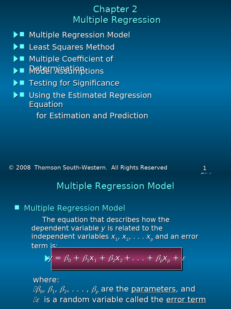 Chap.2 MultipleRegression | PDF | Regression Analysis | Errors And Residuals