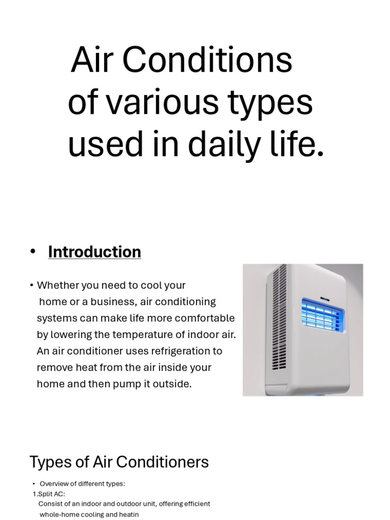 Types of Air Conditioners Guide | PDF | Air Conditioning | Building ...