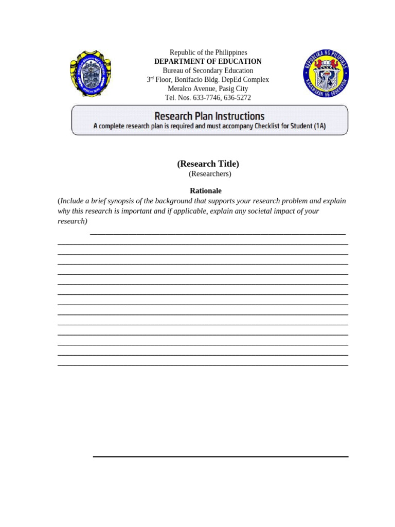 Research Plan Template Guide | PDF