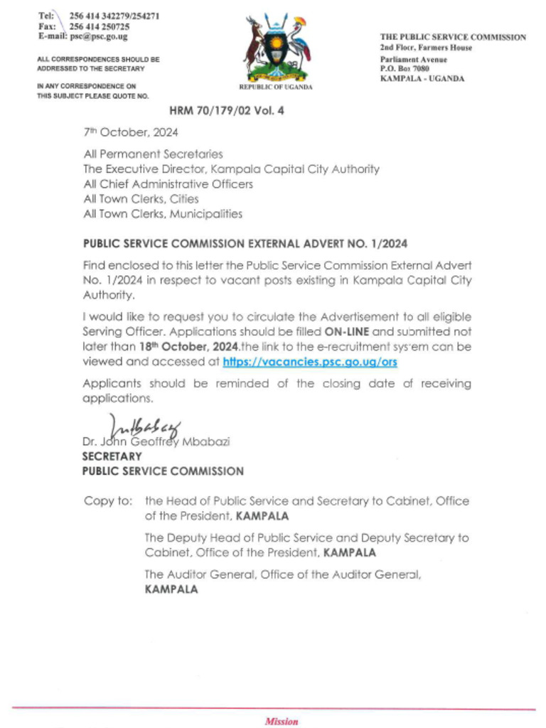 Psc External Advert No. 1-2024 | PDF