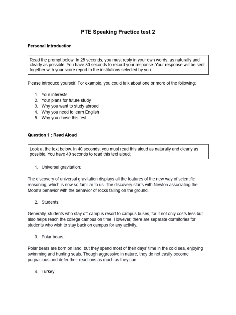 PTE Speaking Practice Test 2 | PDF | Cell (Biology) | Organelle PTE Speaking Practice Test 2 | PDF | Cell (Biology) | Organelle