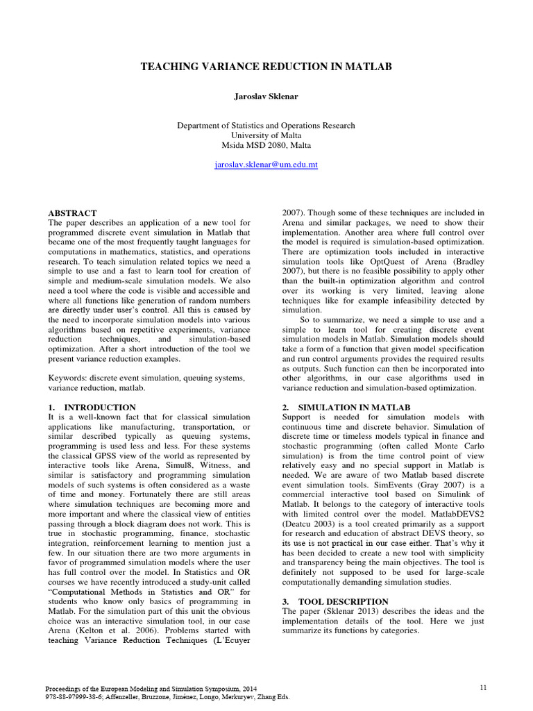 Teaching Variance Reduction in Matlab | PDF | Queue (Abstract Data Type ...