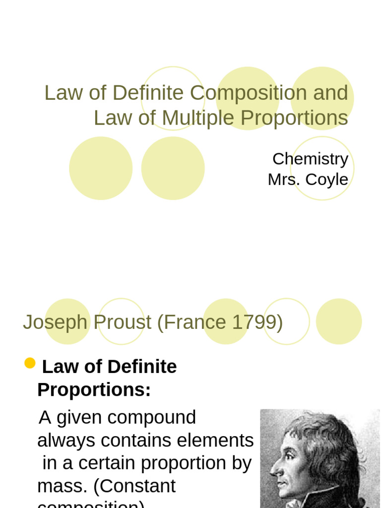 Law of Multiple Proportions and Law of Definite Composition | PDF