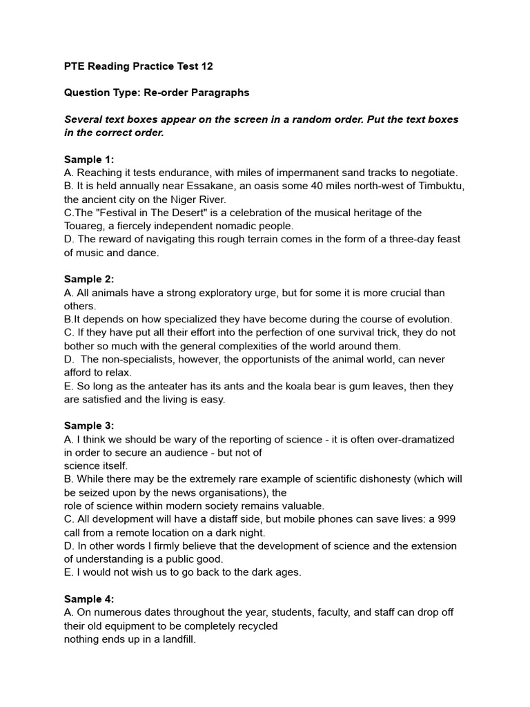 PTE Reading Practice Test 12 | PDF | Social Science | Science & Mathematics