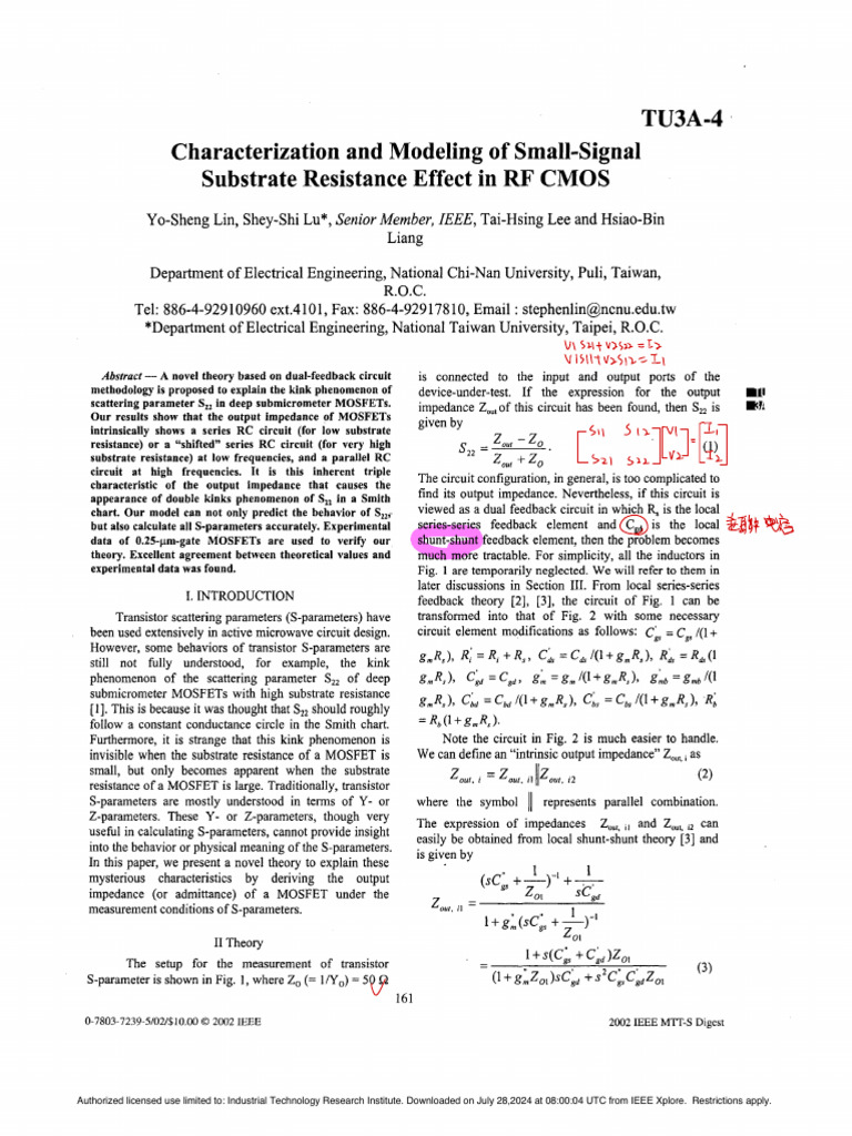 Characterization and Modeling of Small-Signal Substrate Resistance ...