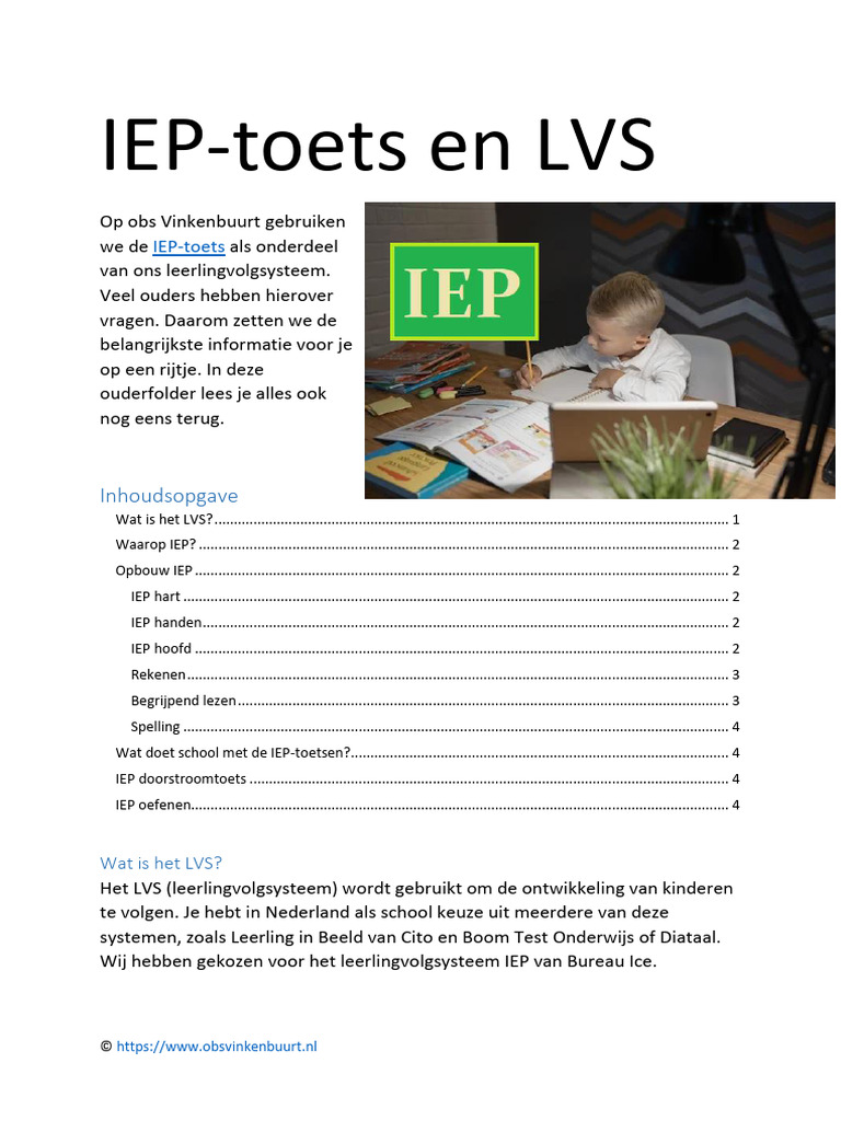 IEP-Toets - Uitleg Voor Ouders Van Obs Vinkenbuurt | PDF