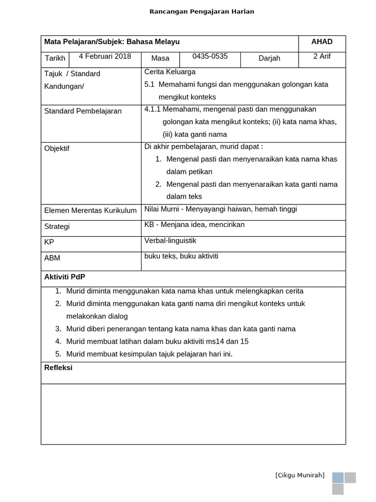 RPH BM Tahun 2 | PDF