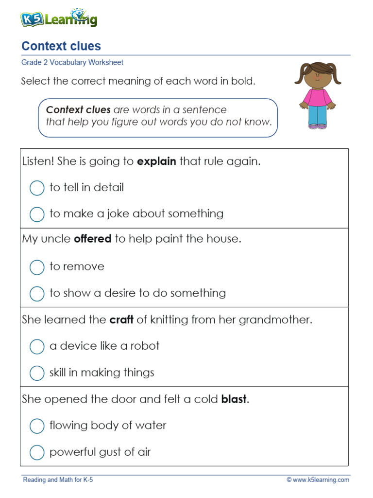 Grade 2 Context Clues Worksheet | PDF