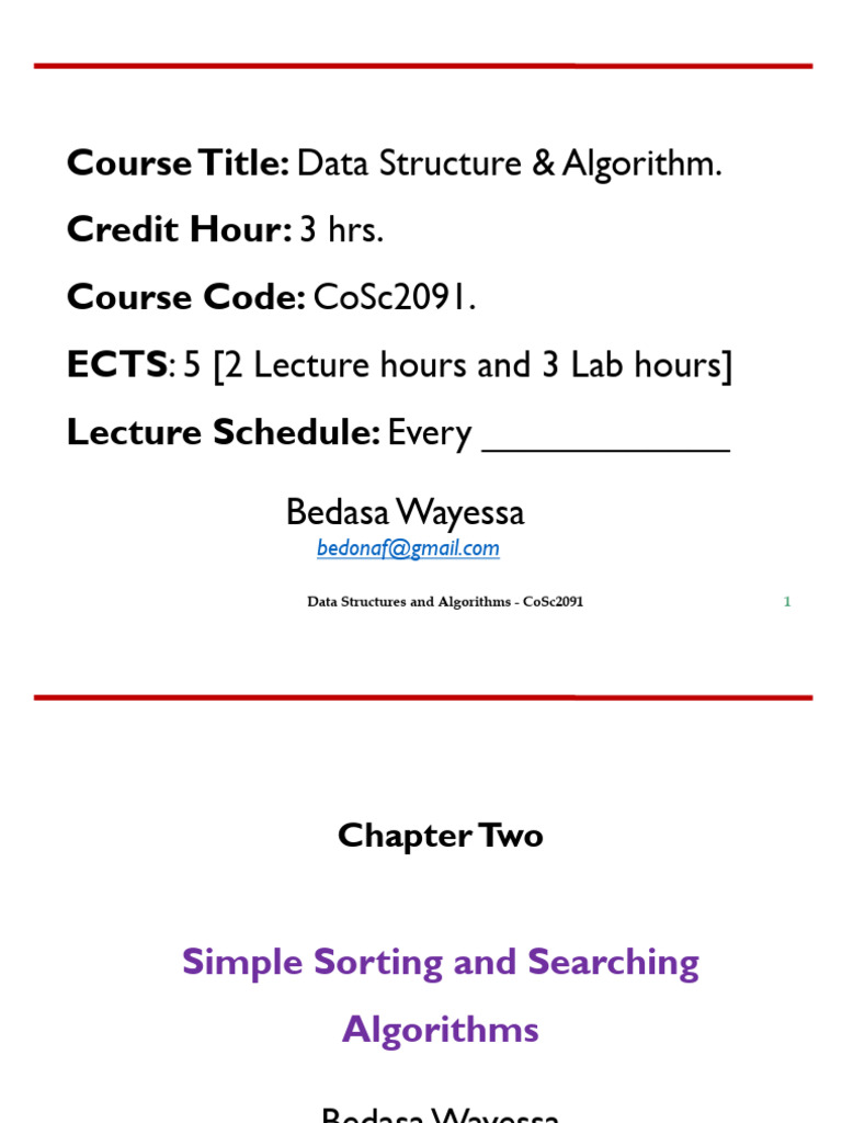Chapter 2 Basic Sorting and Simple Searching | PDF | Algorithms And Data Structures | Algorithms