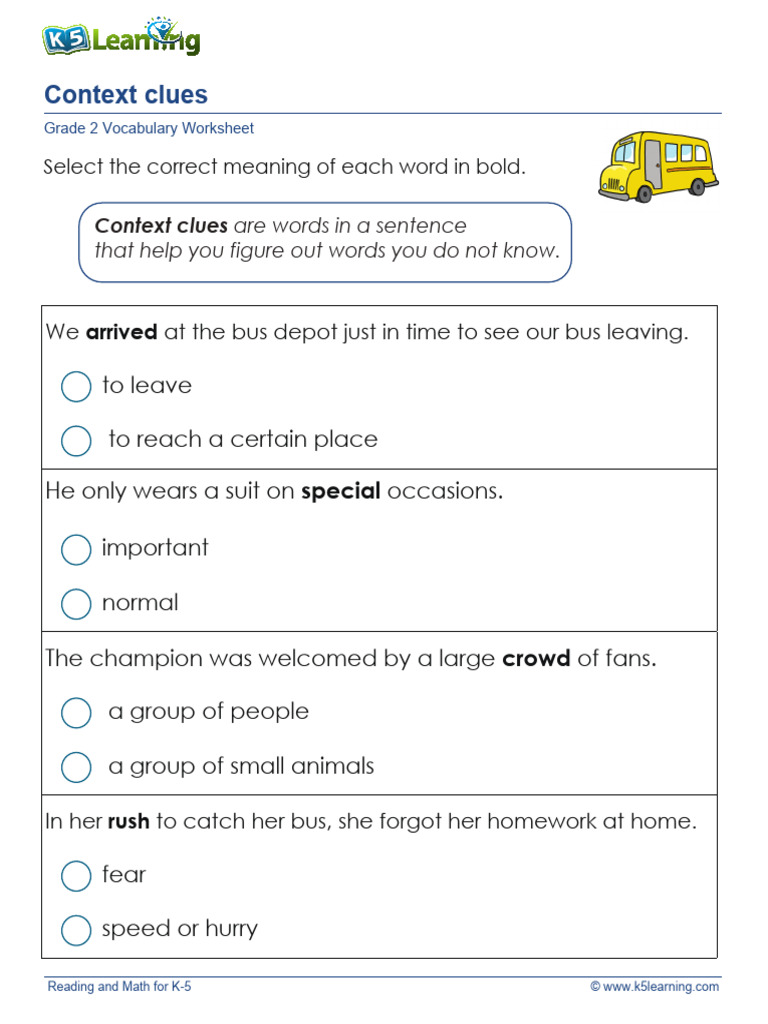 Grade 2 Words Context Clues 2 | PDF