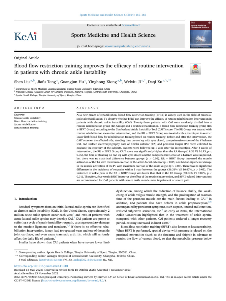 Blood Flow Restriction Training Improves The Efficacy of Routine Intervention in Patients With ...