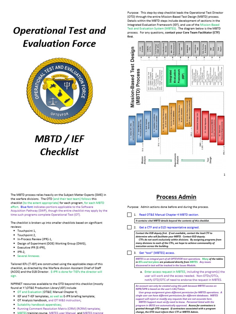 MBTD IEF Checklist 4.0 | PDF | Databases