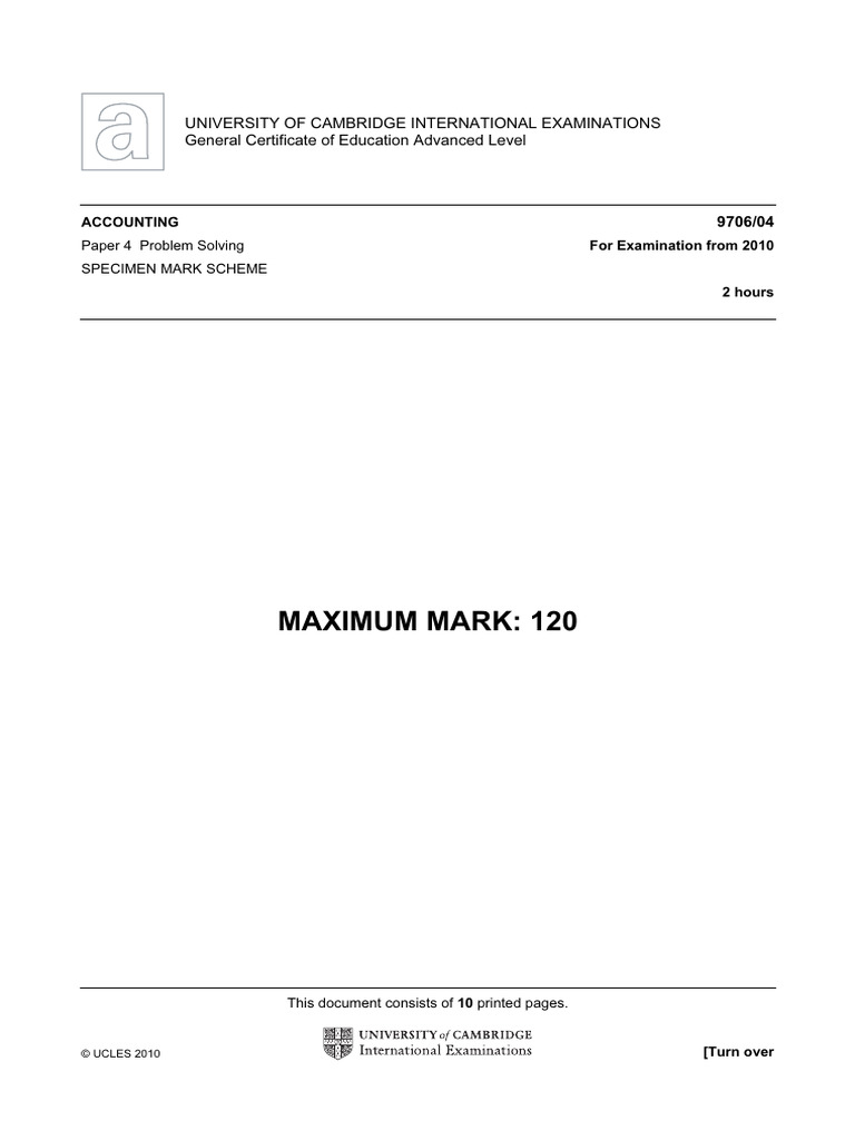 Maximum Mark: 120: University of Cambridge International Examinations ...