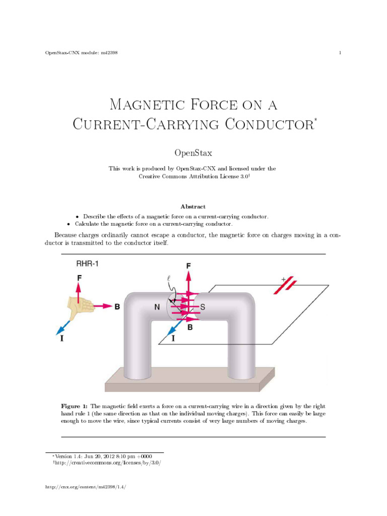 Magnetic Force on Current-Carrying Wires | PDF | Magnetohydrodynamics ...
