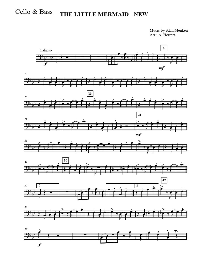 The Little Mermaid: Cello & Bass Arr. | PDF