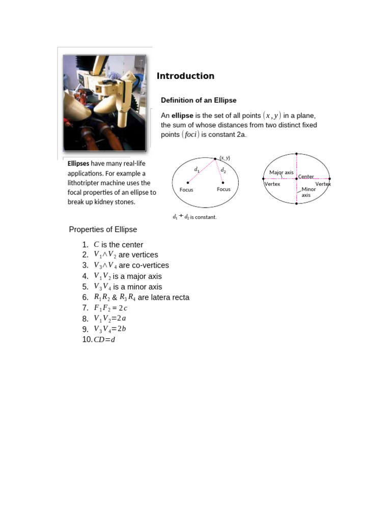 Conic Sections Ellipse Notes | PDF | Ellipse | Classical Geometry