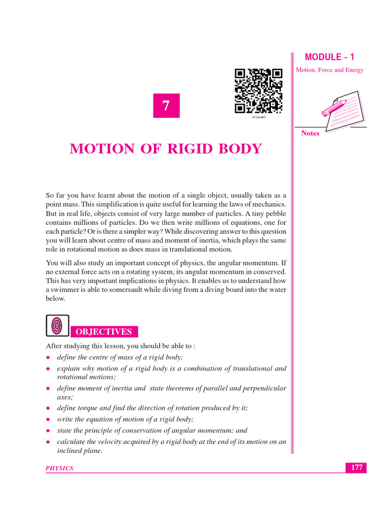 312 Physics Eng Lesson7 | PDF | Rotation Around A Fixed Axis | Torque