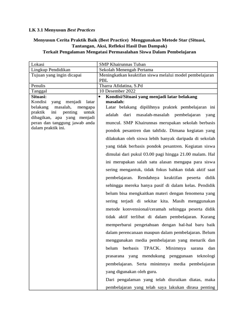 LK 3.1 Menyusun Best Practices (1) | PDF