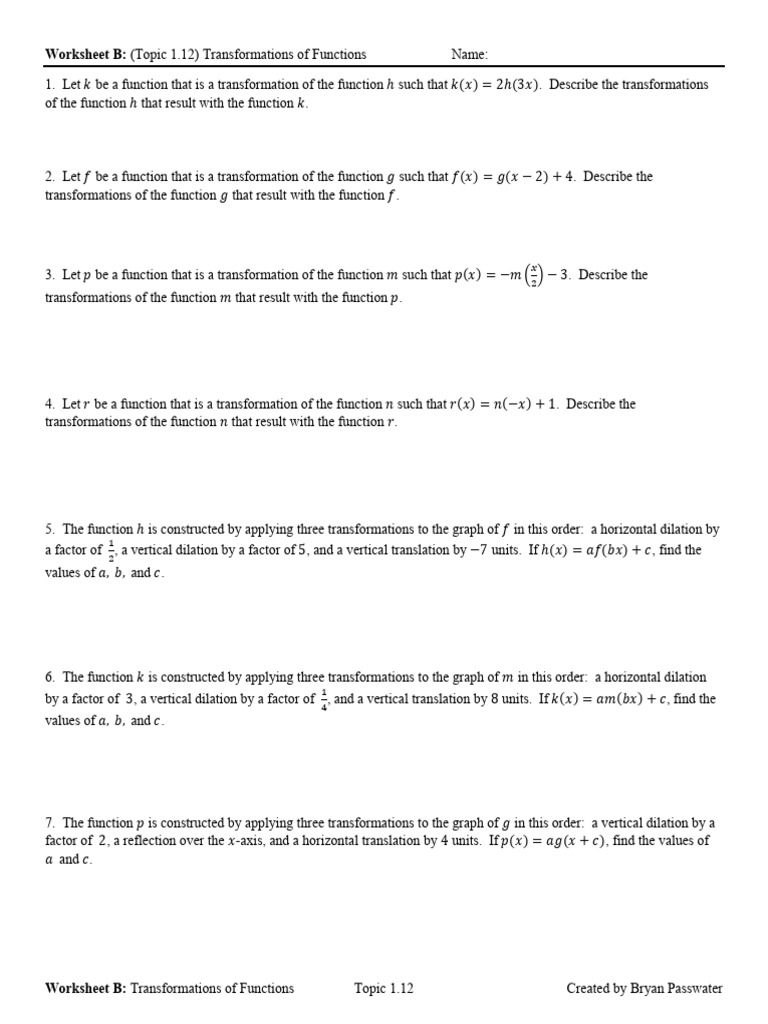 Worksheet B | PDF | Mathematical Analysis | Mathematical Concepts