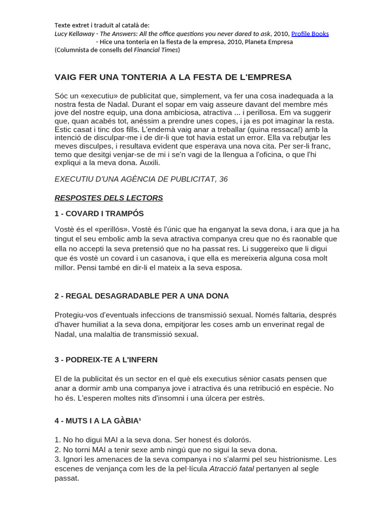 VAIG FER UNA TONTERIA A LA FESTA | PDF