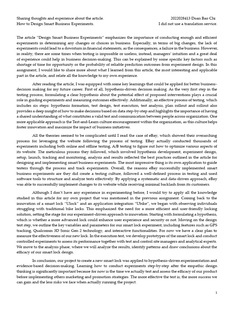 How To Design Smart Business Experiment | PDF | Experiment | Decision ...