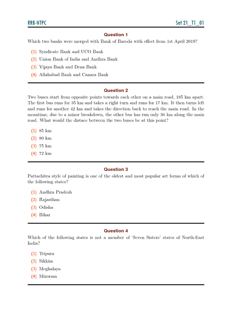 RRB-NTPC 21 T1 01 Q | PDF