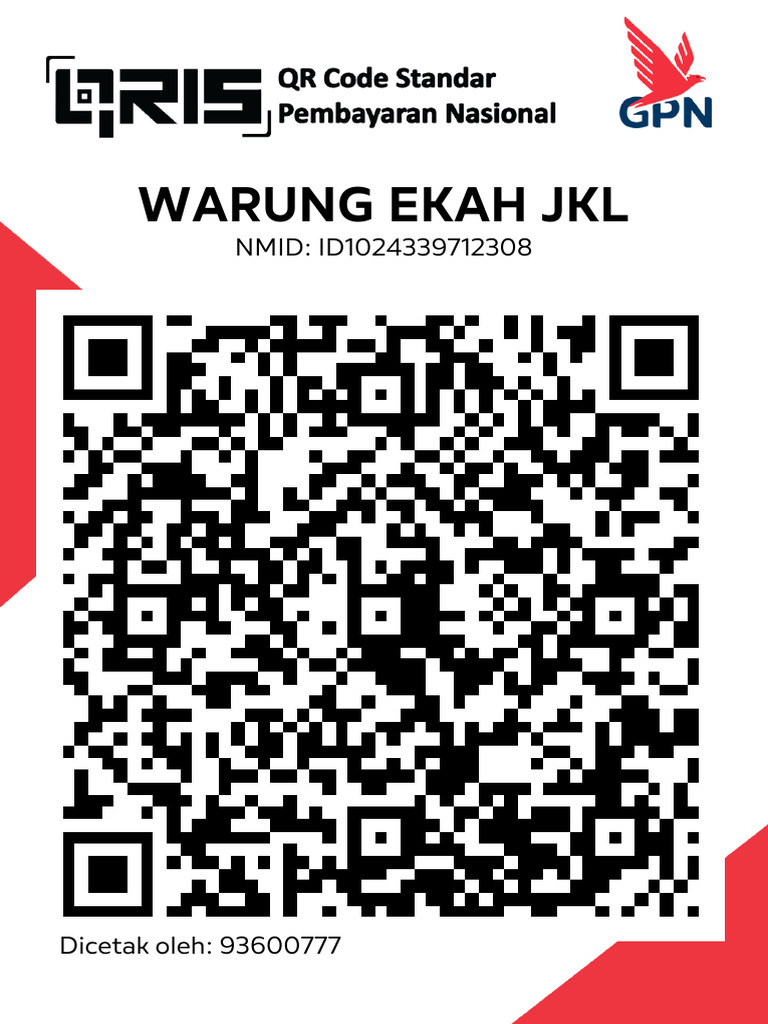 QRIS Statis WARUNG EKAH JKL - 2024822224044 | PDF