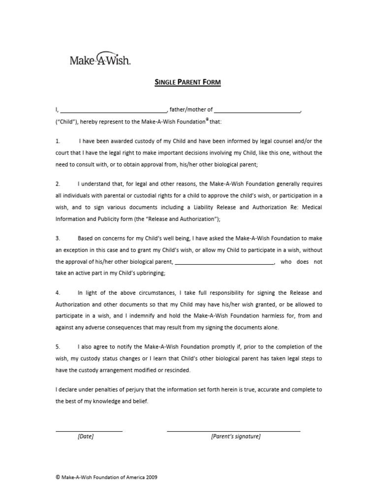 Single Parent Form | PDF