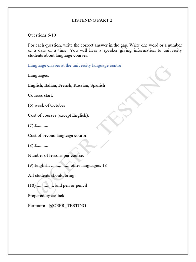 Listening Part 2 | PDF