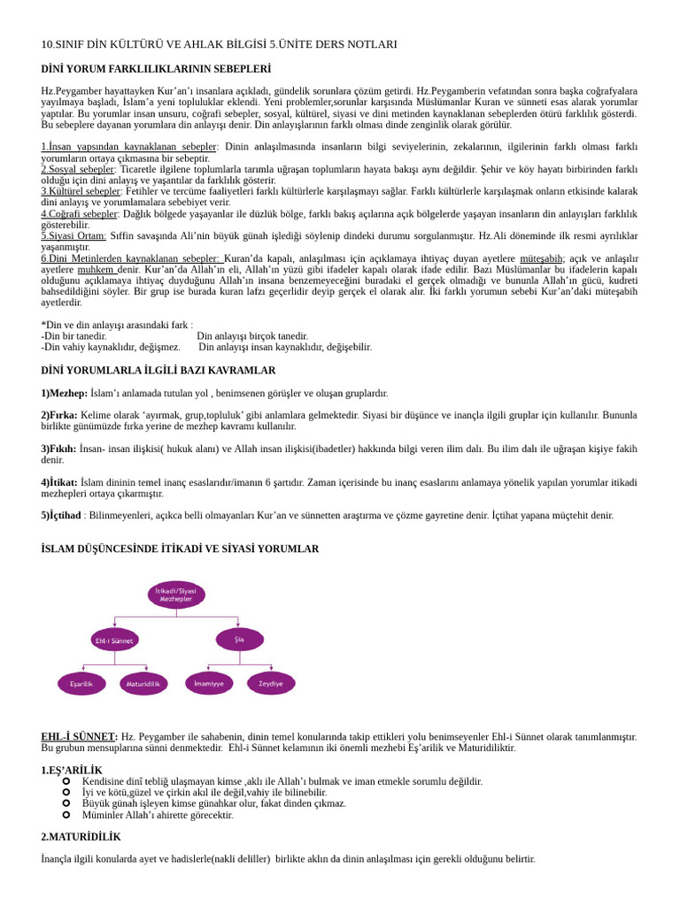 / 10 DKAB 5.ÜNİTE ders notları | PDF