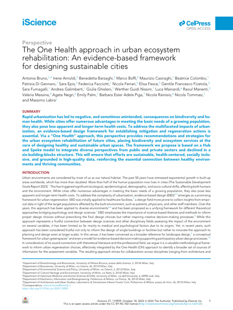 Bruno Et Al - 2024 - The One Health Approach | PDF | Ecology | Ecosystem