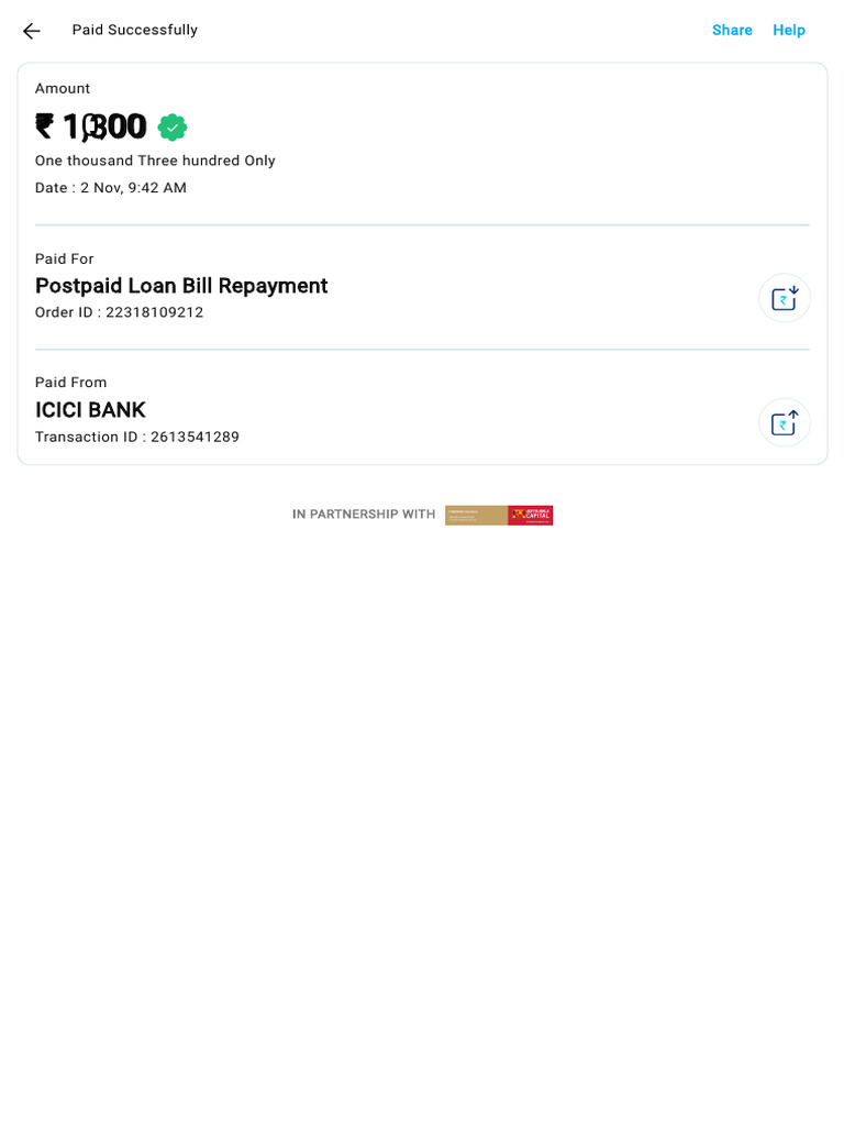 Postpaid Loan Bill Payment Confirmation | PDF