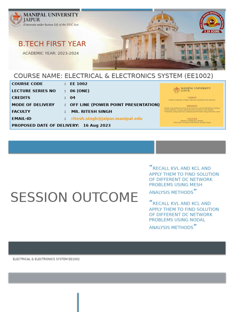 L6-L8 Mesh Analysis & Node Analysis | PDF | Electrical Network | Voltage
