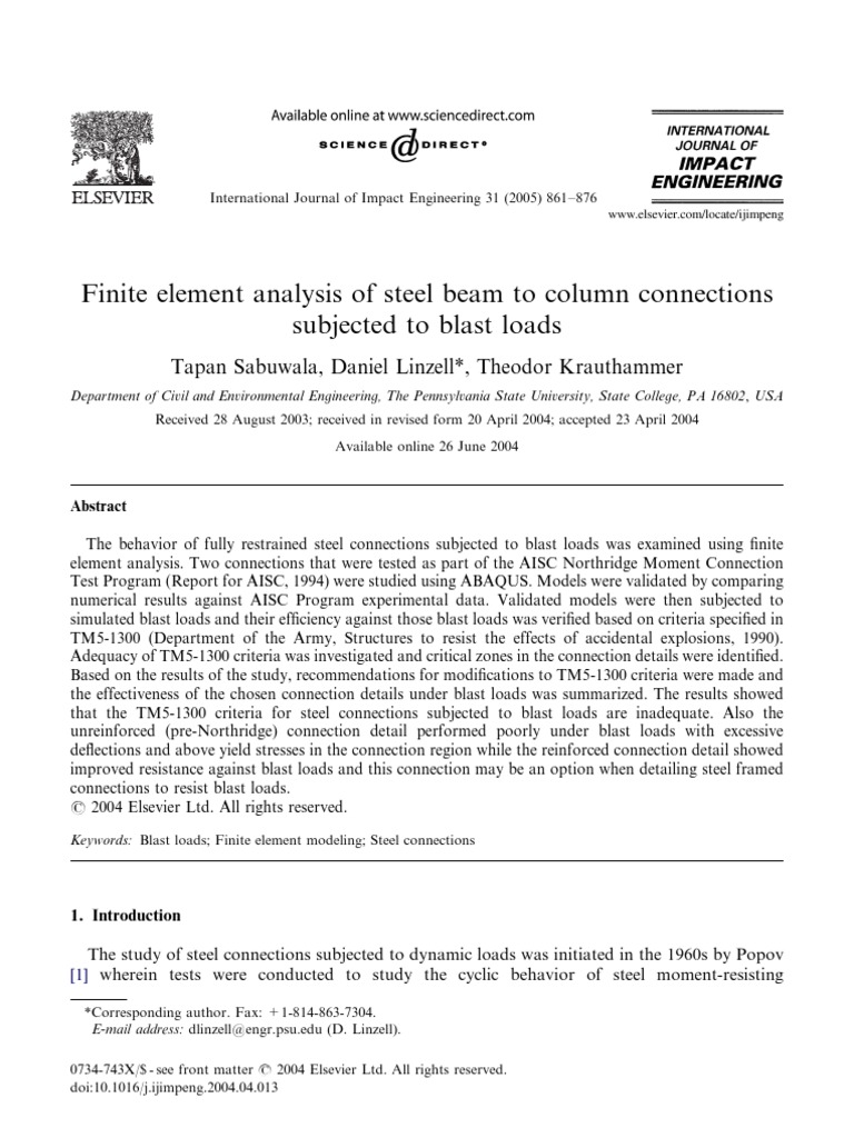 Axial, Shear and Moment Interaction of Single Plate "Shear Tab ...
