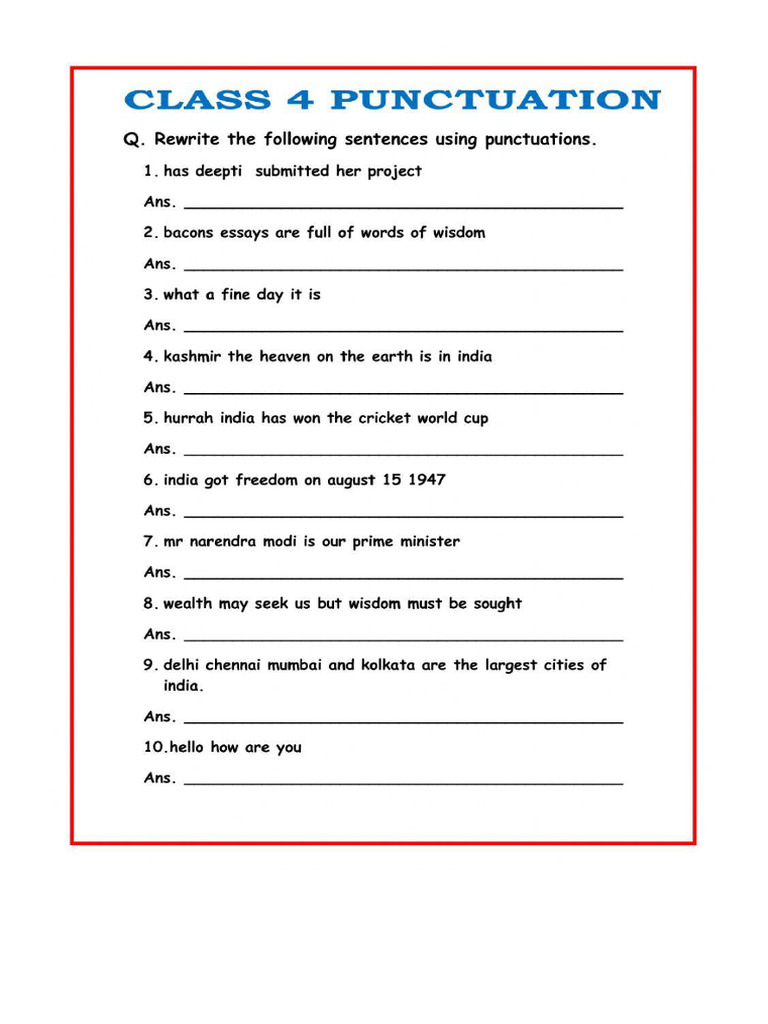 Punctuation grade 4 | PDF