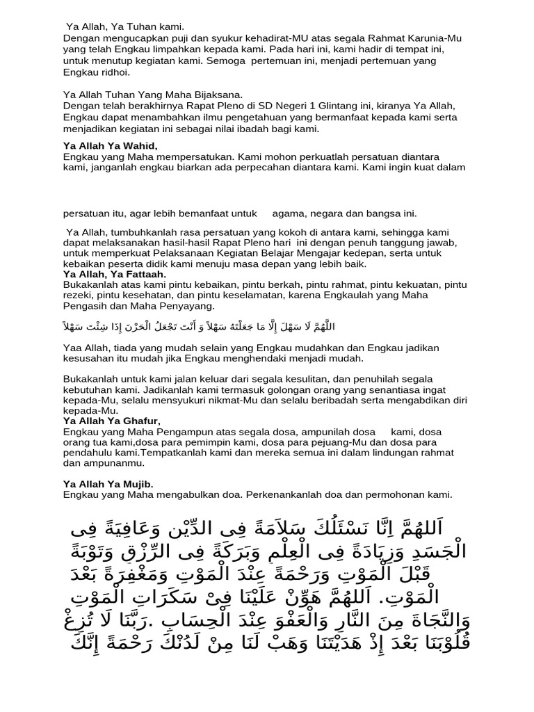 Doa Penutup Rapat Pleno Sekolah | PDF | Pengembangan Diri