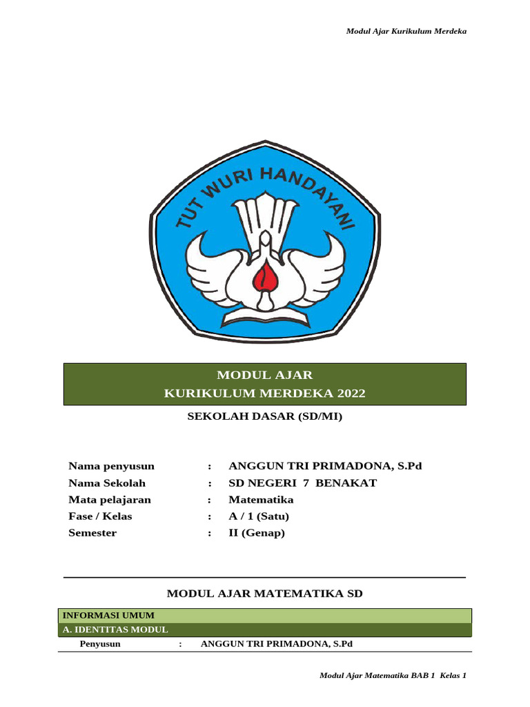 MA Matematika K1 BAB 1 | PDF | Karier & Perkembangan | Sains & Matematika