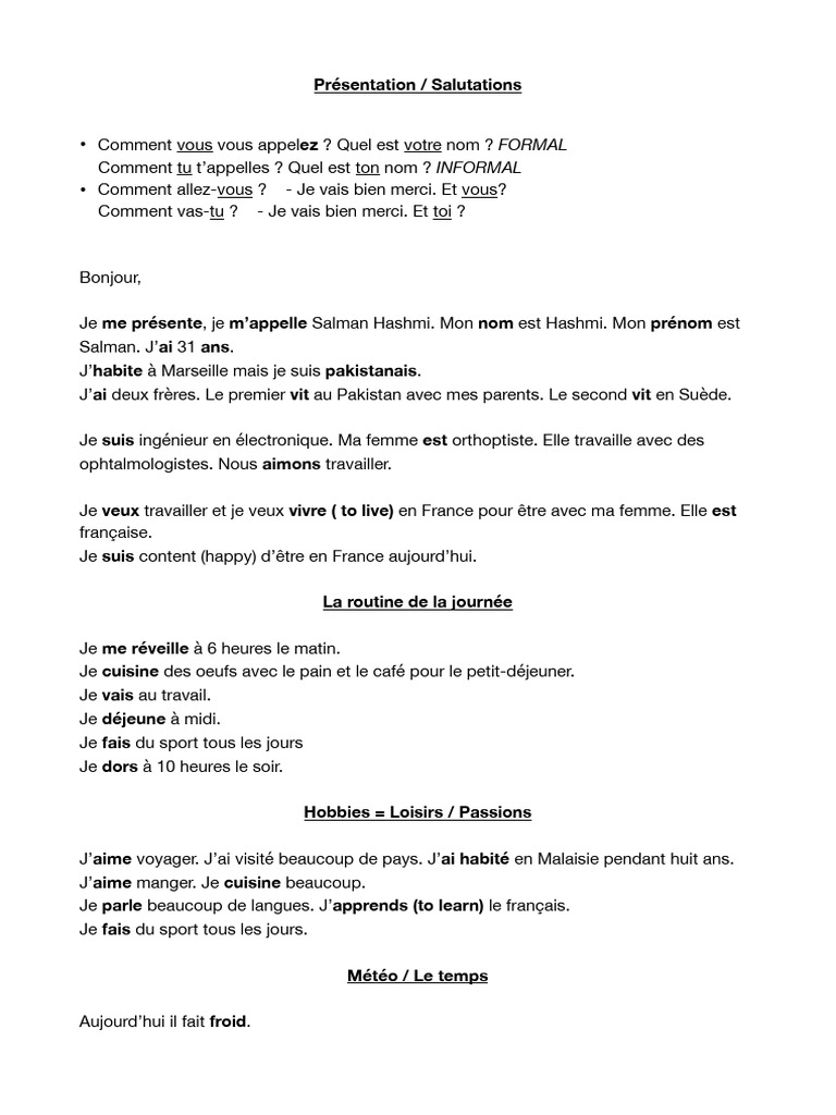 Présentation personnelle de Salman Hashmi | PDF