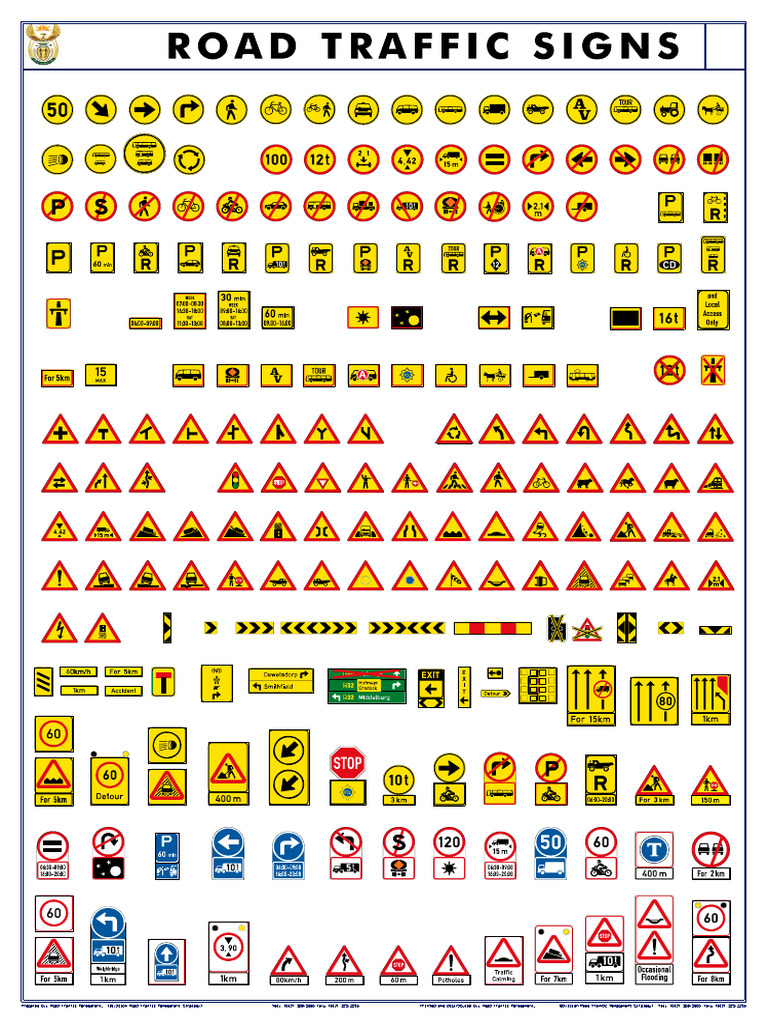 South African Road Traffic Sign Chart 1 4 | PDF | Transport | Road ...