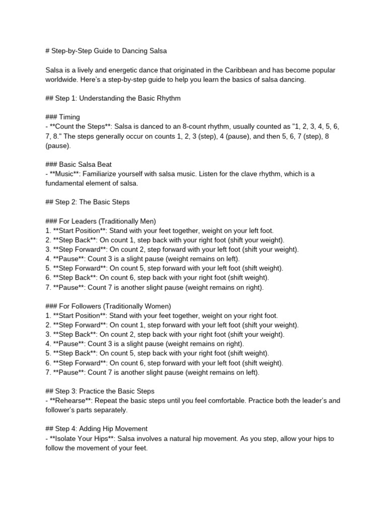 Salsa Guide | PDF | Dances | Rhythm