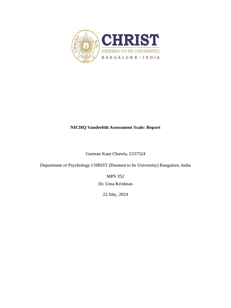 NICHQ Vanderbilt Assessment Scale | PDF | Attention Deficit ...