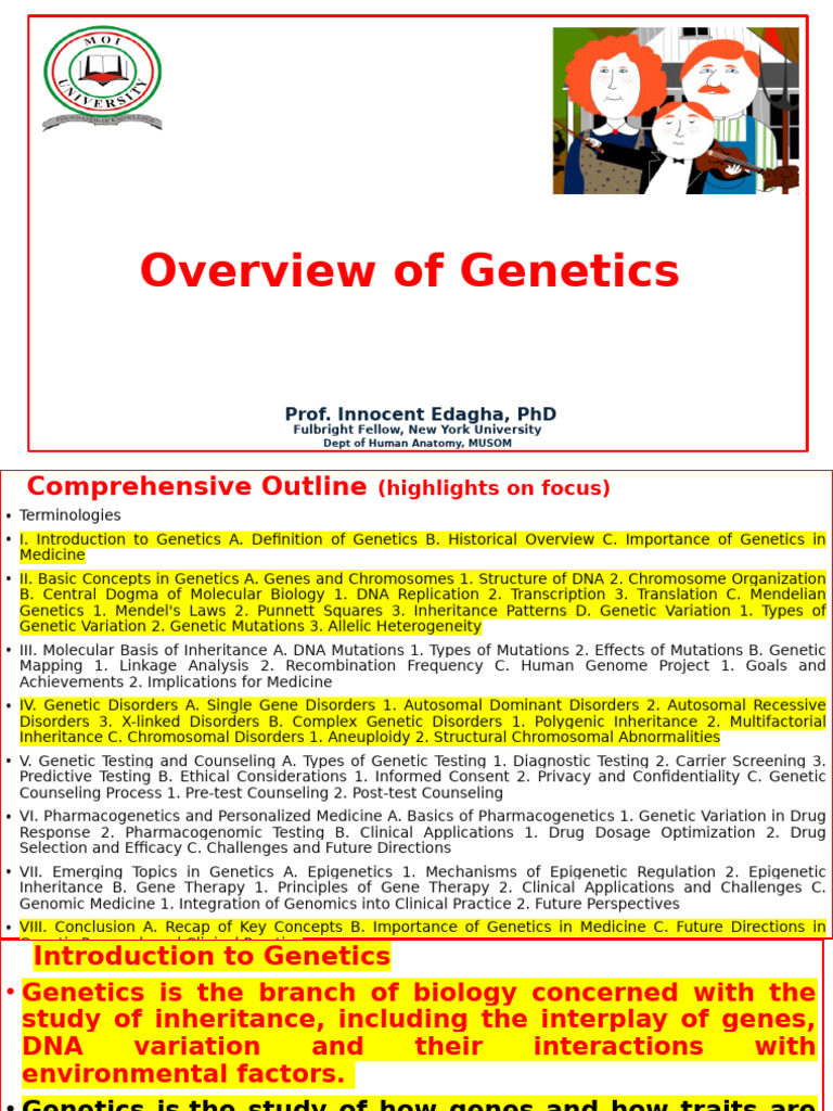 Overview of Medical Genetics | PDF | Dominance (Genetics) | Genetics